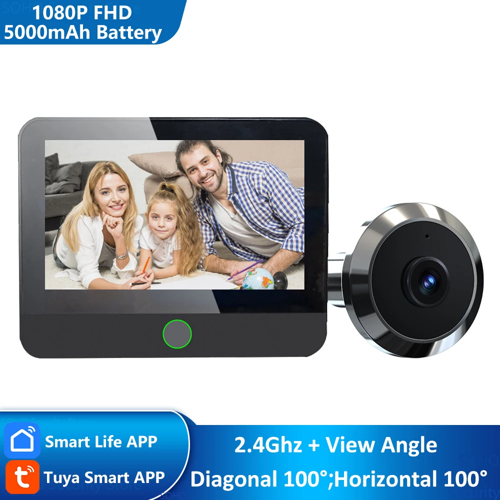 Mini 1080P Tuya Smart Life Home Digital Doorbell Viewer Peepholes Door ...