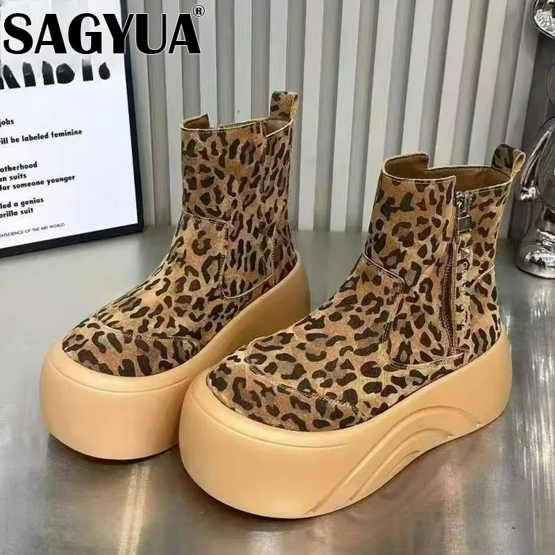 Botines-de-ante-con-estampado-de-leopardo-para-Mujer-Botas-cortas-de ...