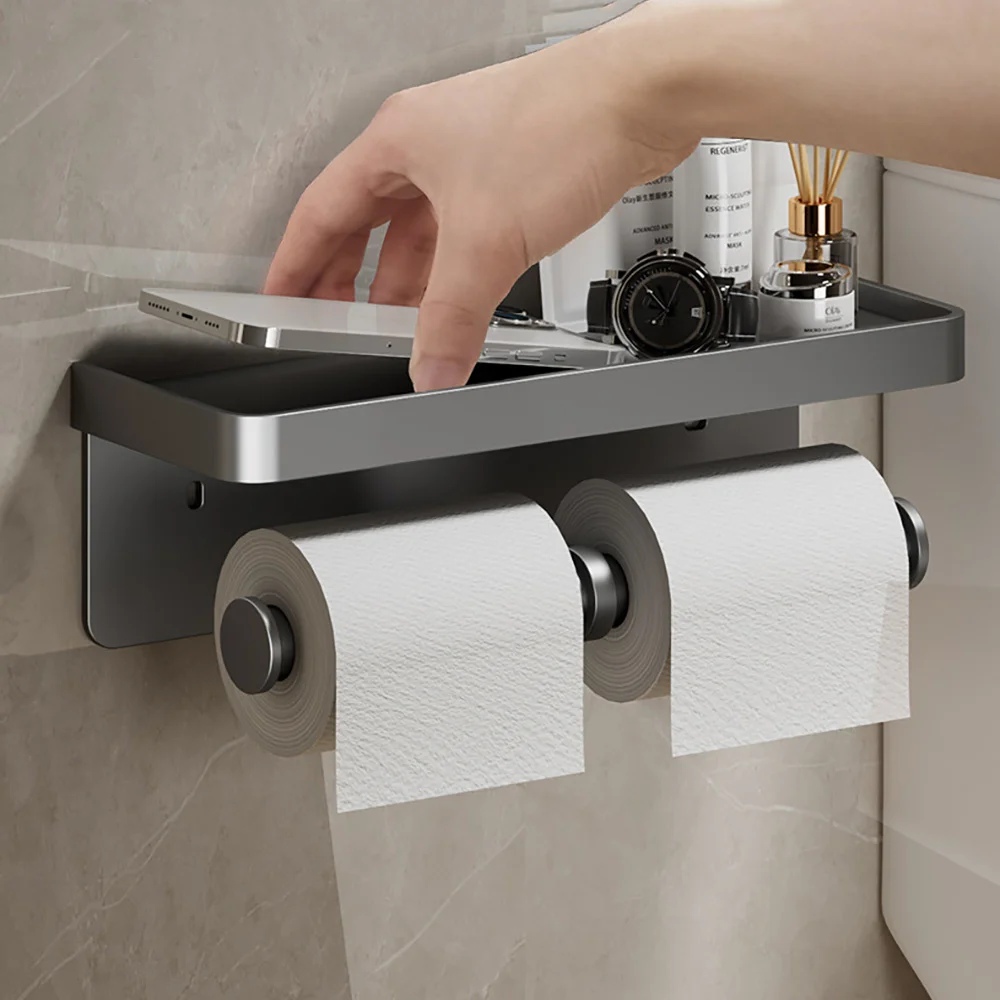 Toilet-Paper-Holder-Wall-Mounted-Double-layer-Paper-Roll-Holder-With ...