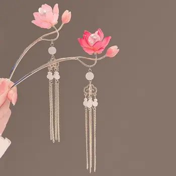 Flower Lantern Hairpin Luminescent Glowing Lotus Tassel Hair Stick Hair ...