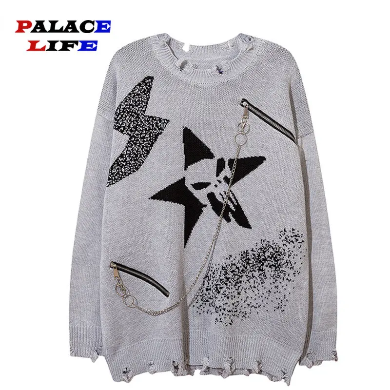 Suéter de gran tamaño para hombre, suéter Harajuku con Graffiti, borla ...