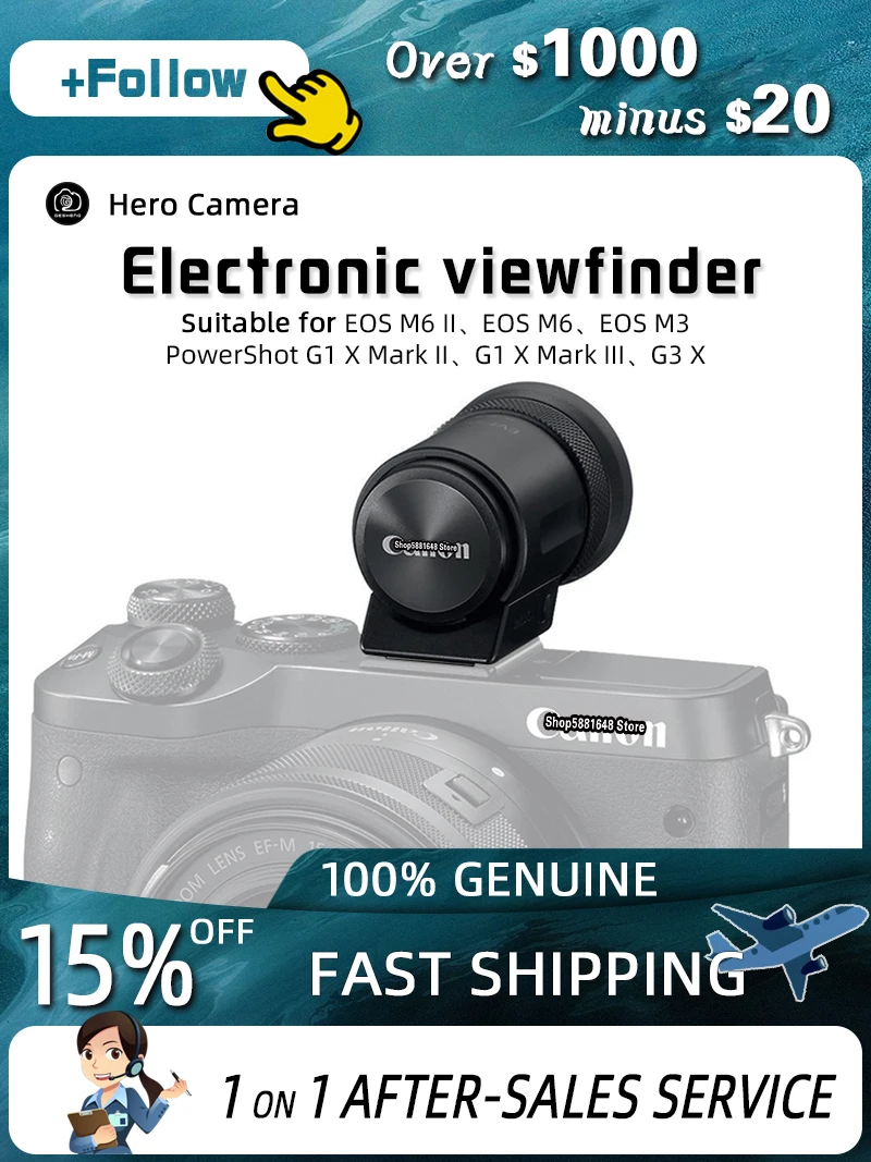 Electronic viewfinder EVF-DC2 (Black) for Canon EOS M6 II EOS M6 EOS M3 ...