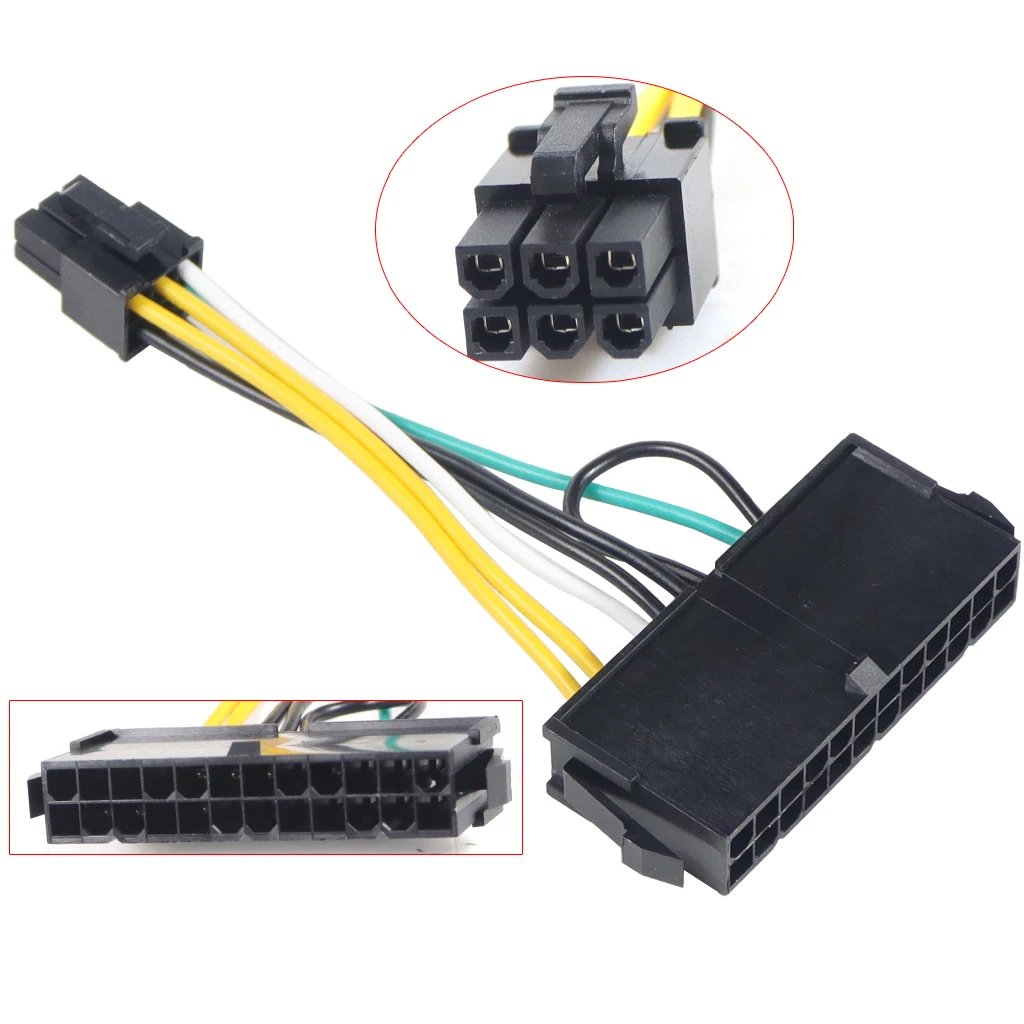 ATX PSU Standard 24Pin Female to 6P Male Internal Power Converter Cable ...