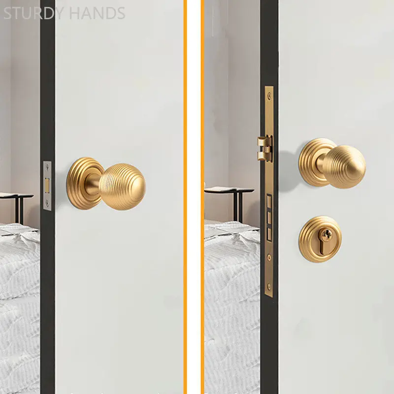 High-grade-Pure-Copper-Ball-Handle-Bedroom-Door-Locks-Indoor-Mute ...