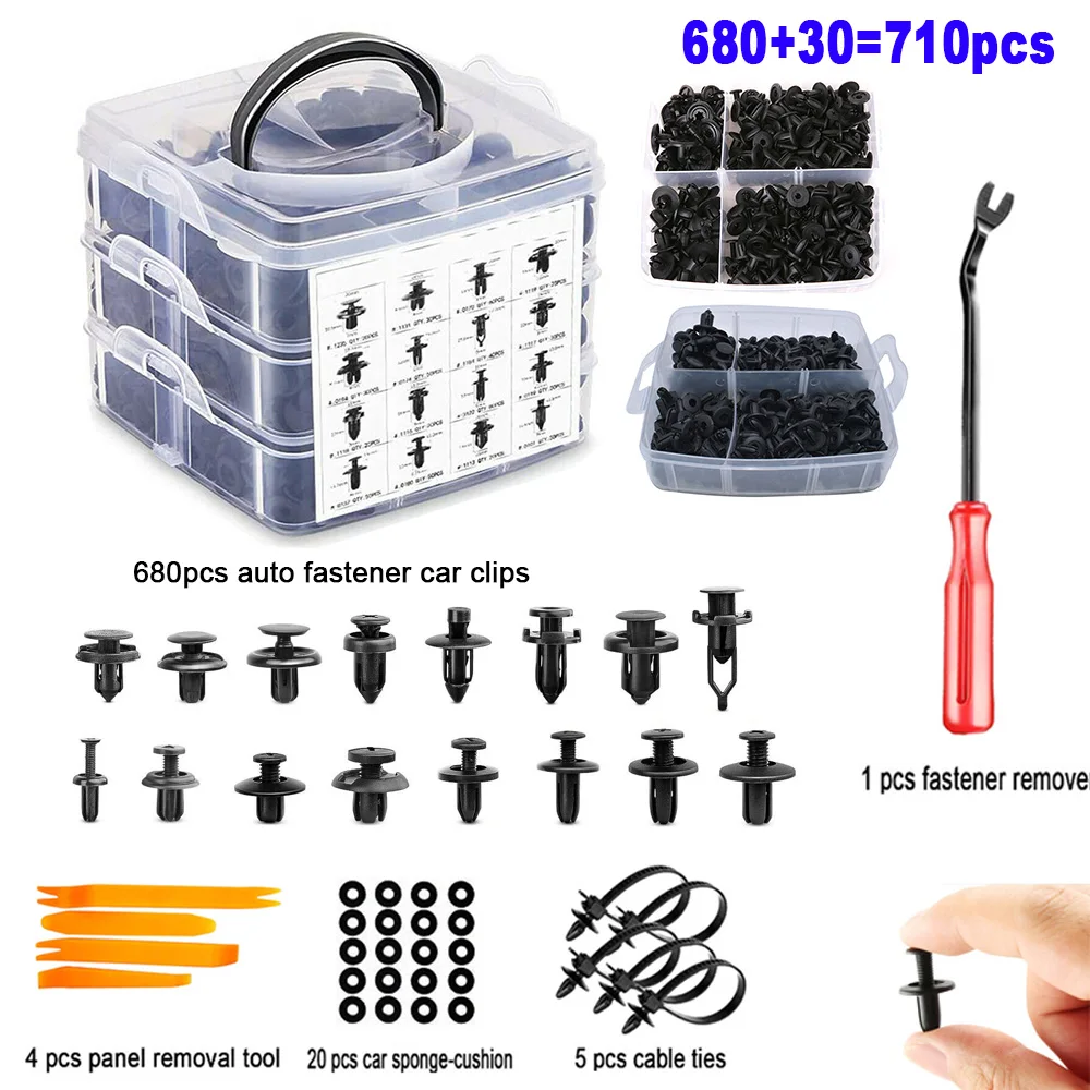 Universal-Car-Plastic-Fastener-Clips-Set-16-Size-Mixed-Auto-Body-Push ...