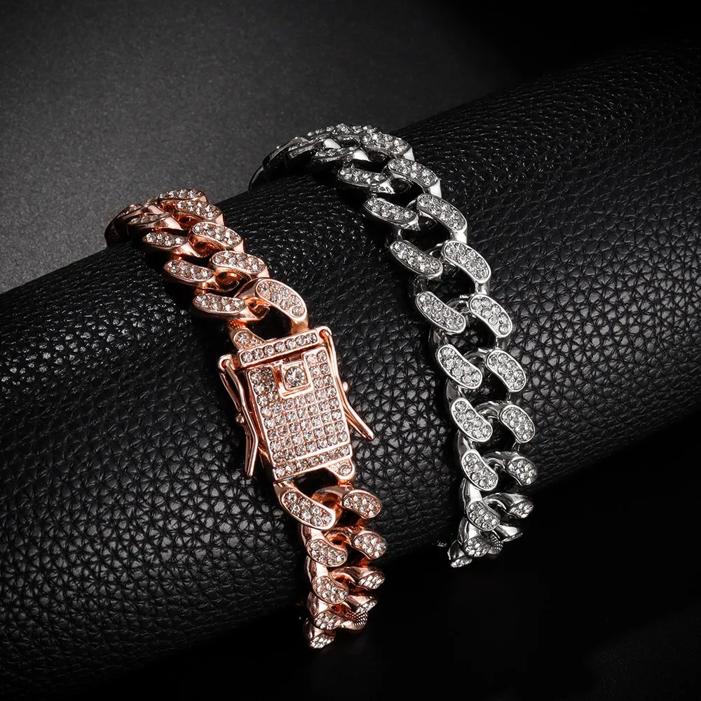 Men-s-Fashion-Alloy-Diamond-Cuban-Chain-Bracelet-Hip-Hop-Fashion ...