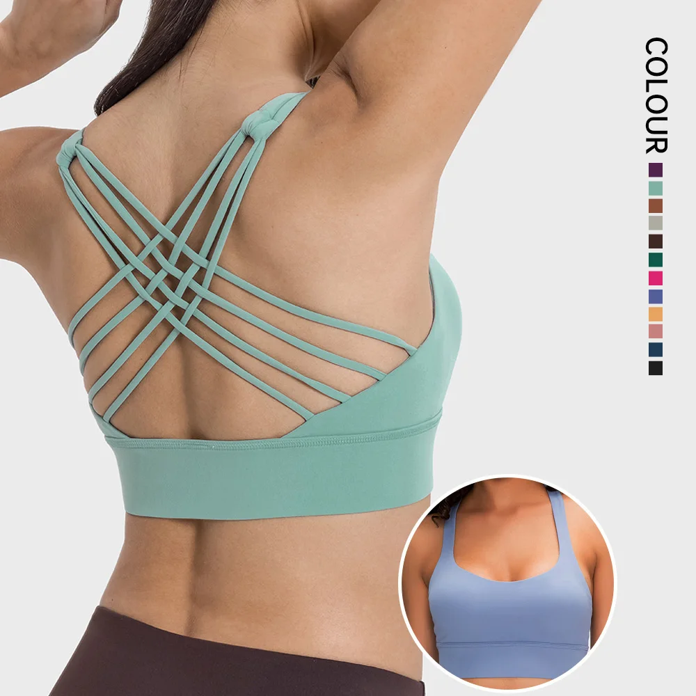 SHINBENE-Shockproof-Cross-Straps-Running-Gym-Sport-Bras-Top-Women-Widen-Hem-Push-Up-Workout ...