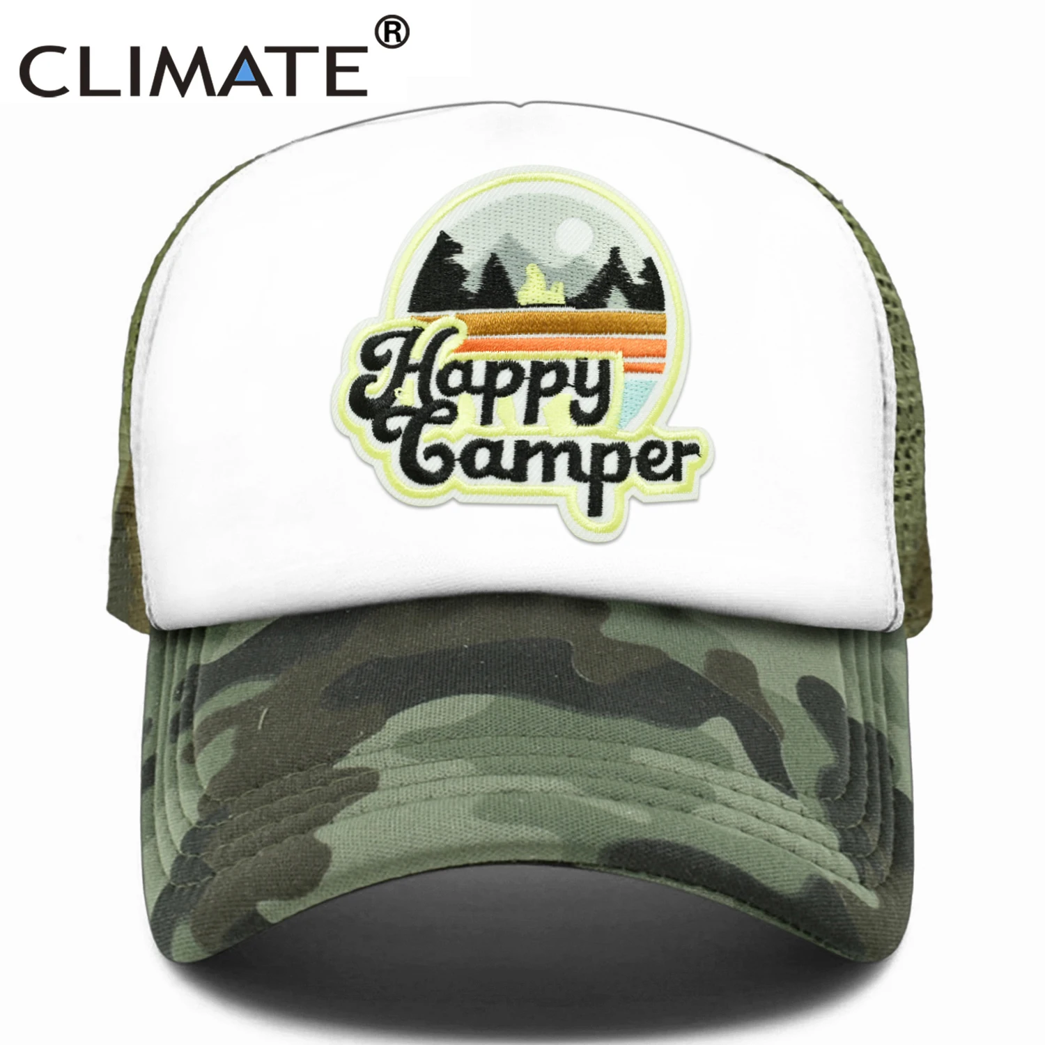CLIMATE Happy Camp Cap Summer Camp Camping Trucker Cap Cool Camp Hiking ...