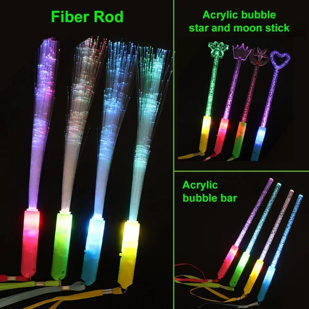 12pcs-set-3-Modes-LED-Light-Up-Rod-Glow-Fiber-Optic-Wands-Flash-Star ...