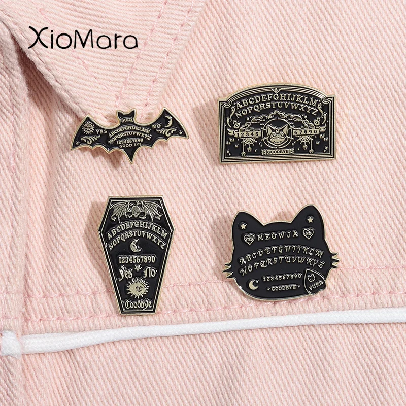 Meowja Ouija Board Cat Enamel Pin Mysterious Gothic Witch Wizard Magic ...