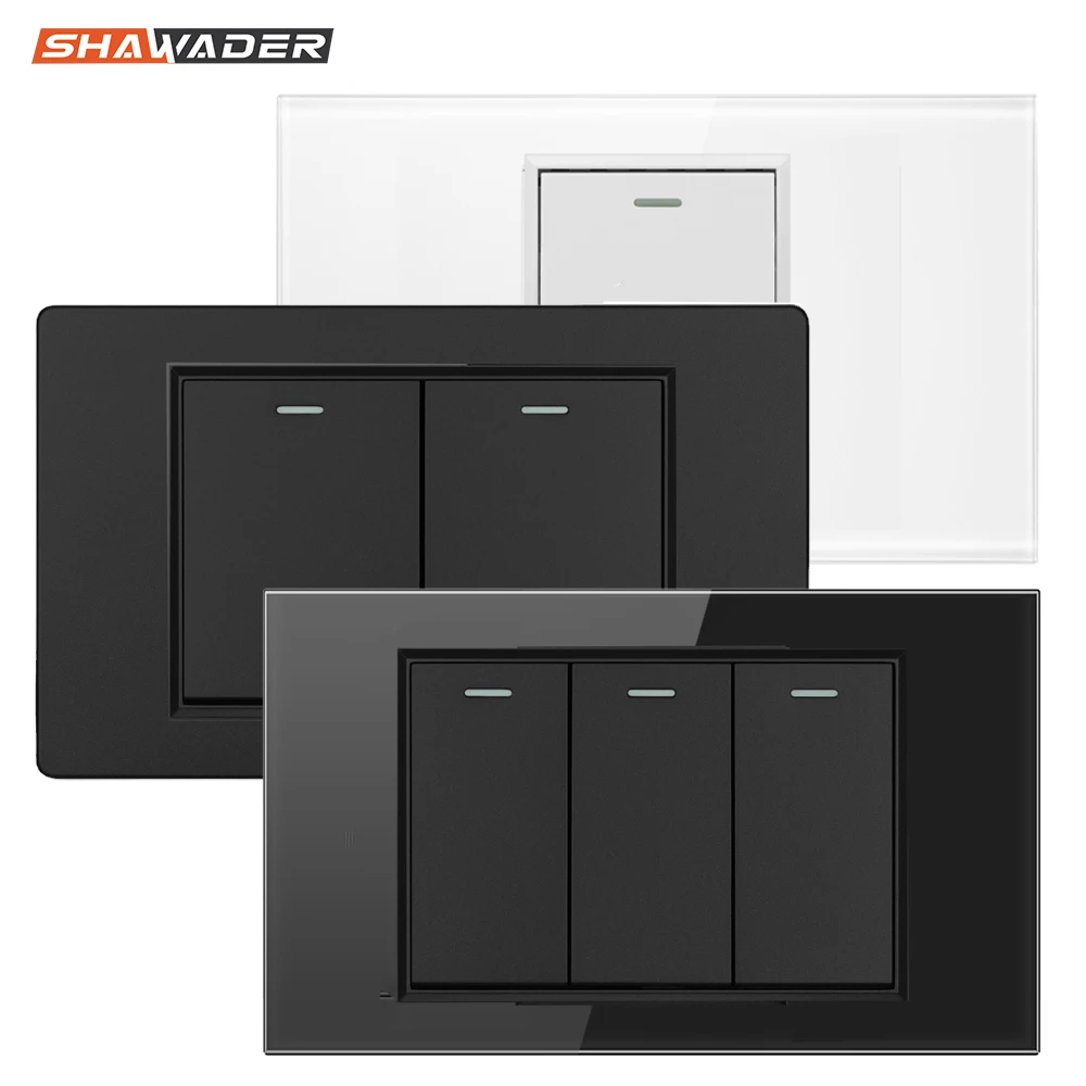 Us Mexico Rectangle Wall Pressure Light Switch Tempered Glass Pc ...