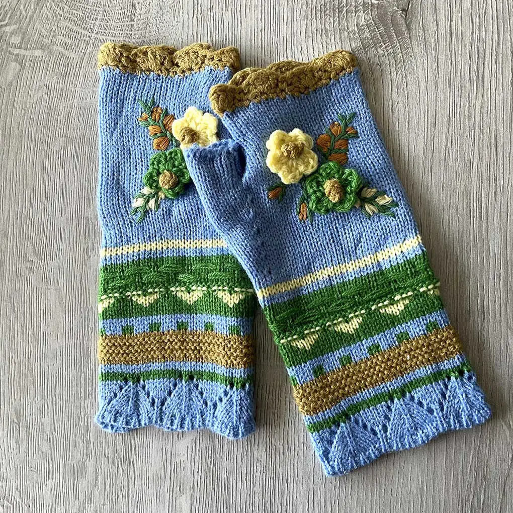 Knitted-Gloves-Women-Knitting-Mittens-Ins-Flower-Cold-Weather-Pattern-Clothing-Thickening-Casual ...