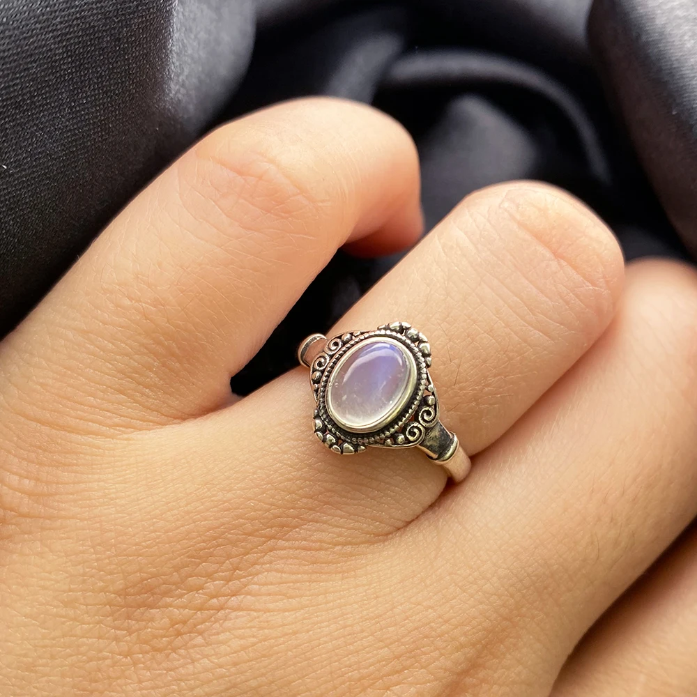HOYON-100-925-Sterling-Silver-Natural-Gem-Moon-Stone-Women-s-Ring ...