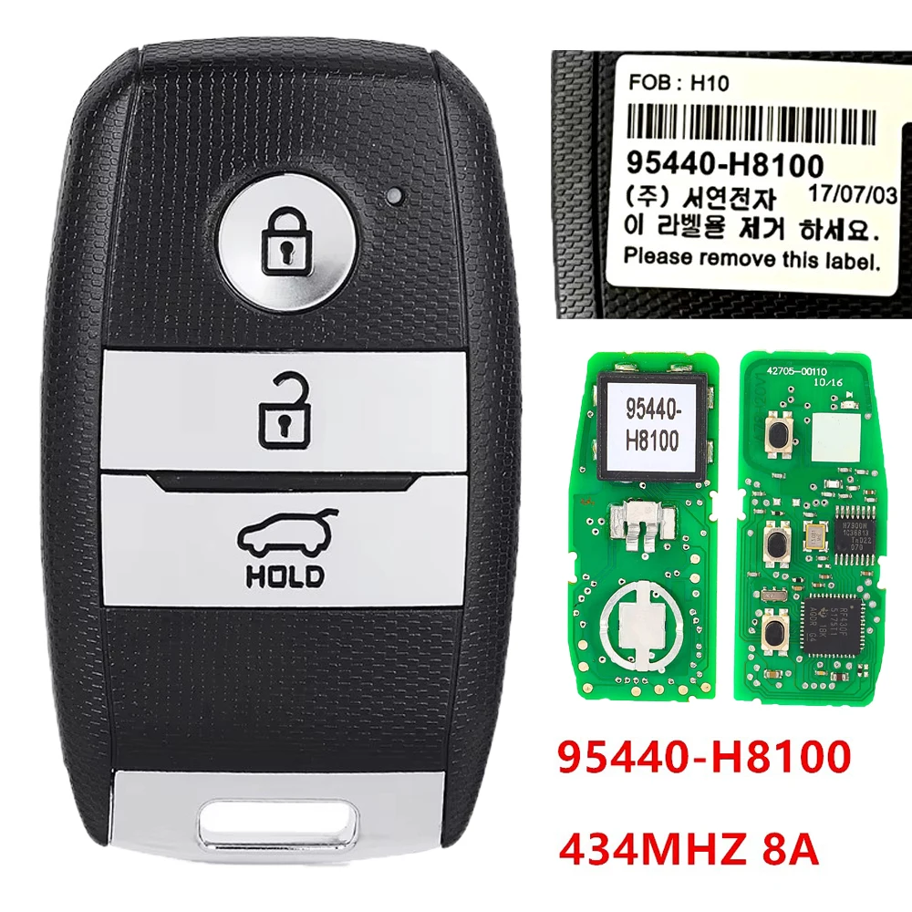 KEYECU Replacement 3 Button Smart Remote Key FOB 433MHZ 8A CHIP for Kia ...