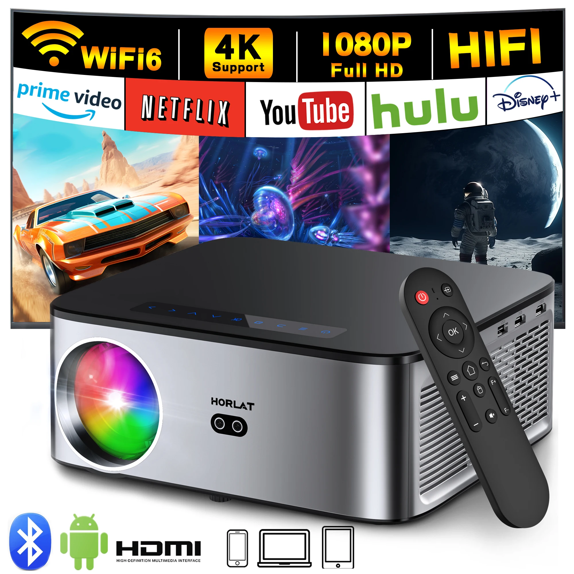 HORLAT-Projetor-port-til-Android-Home-Theater-AutoFocus-Keystone-5G ...