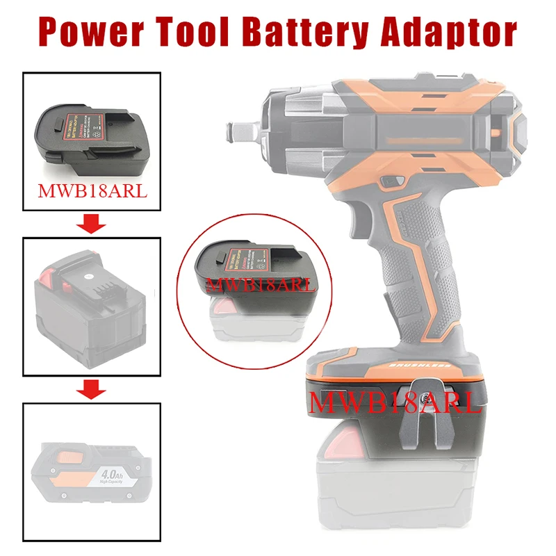 Adaptador convertidor MWB18ARL para Milwaukee, batería de iones de litio de 18V para Aeg RidGid ...
