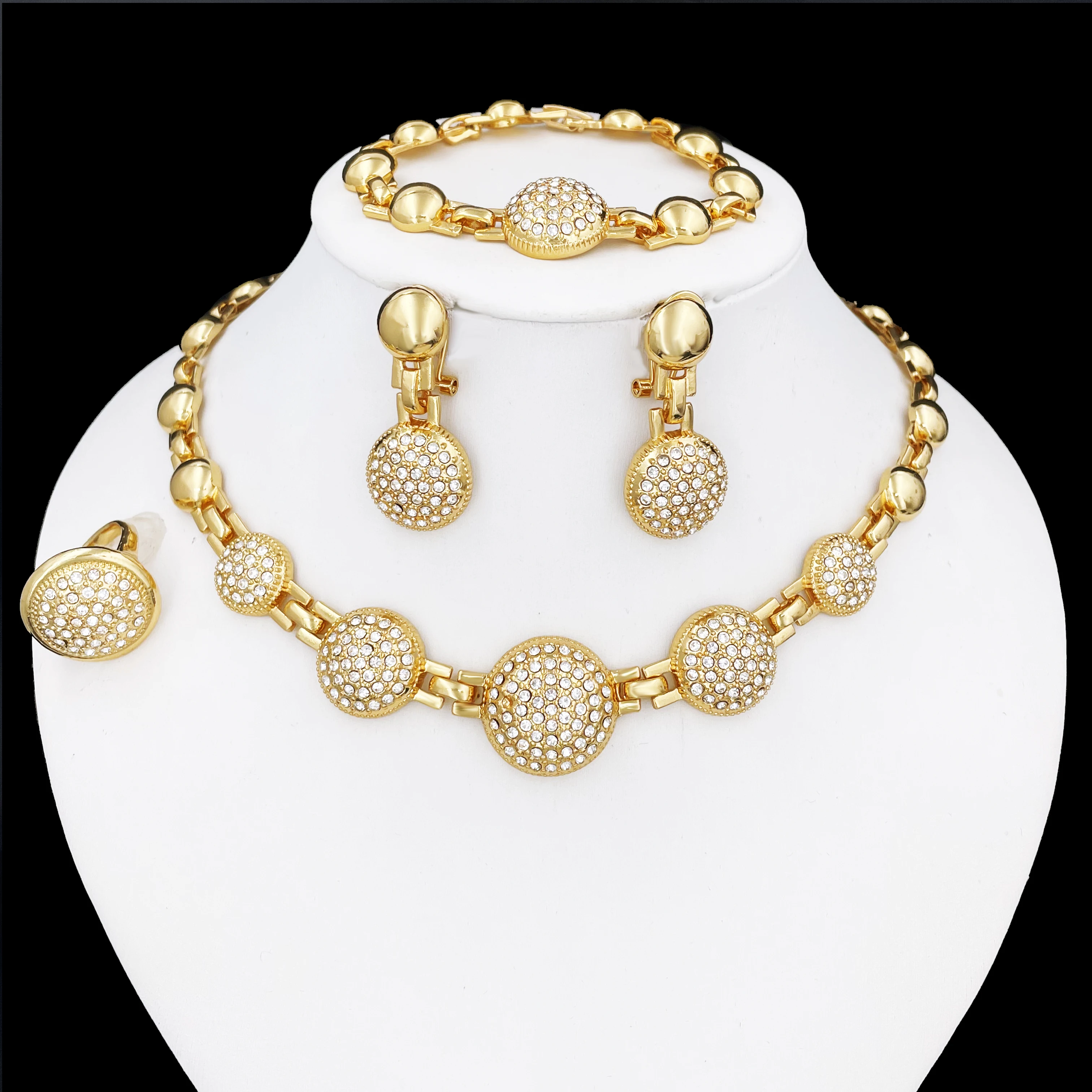 Classic-Design-Round-Women-Necklace-Set-Earrings-Bracelet-And-Ring-High ...