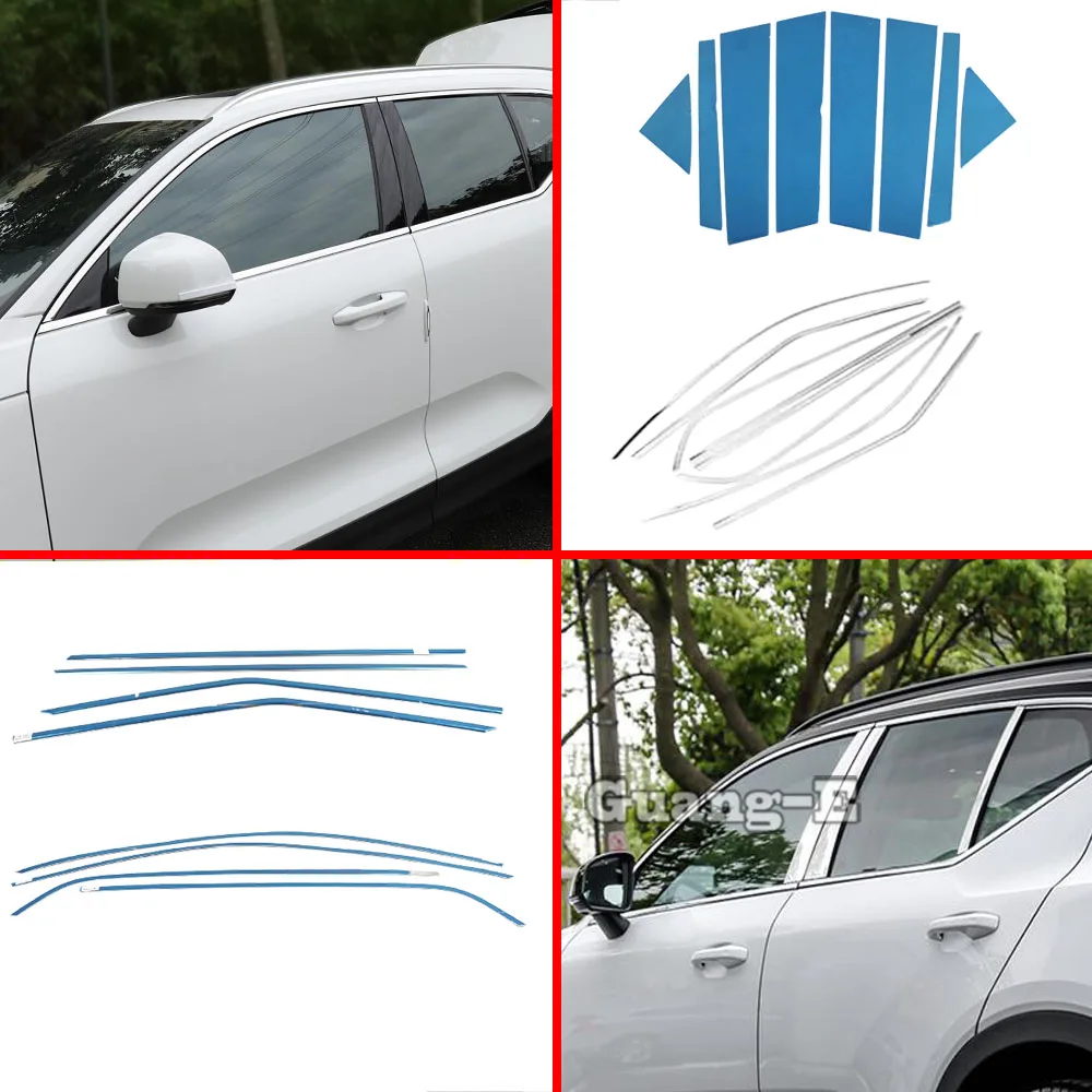 Car Styling Stainless Steel Garnish Pillar Window Middle Strip Trim ...