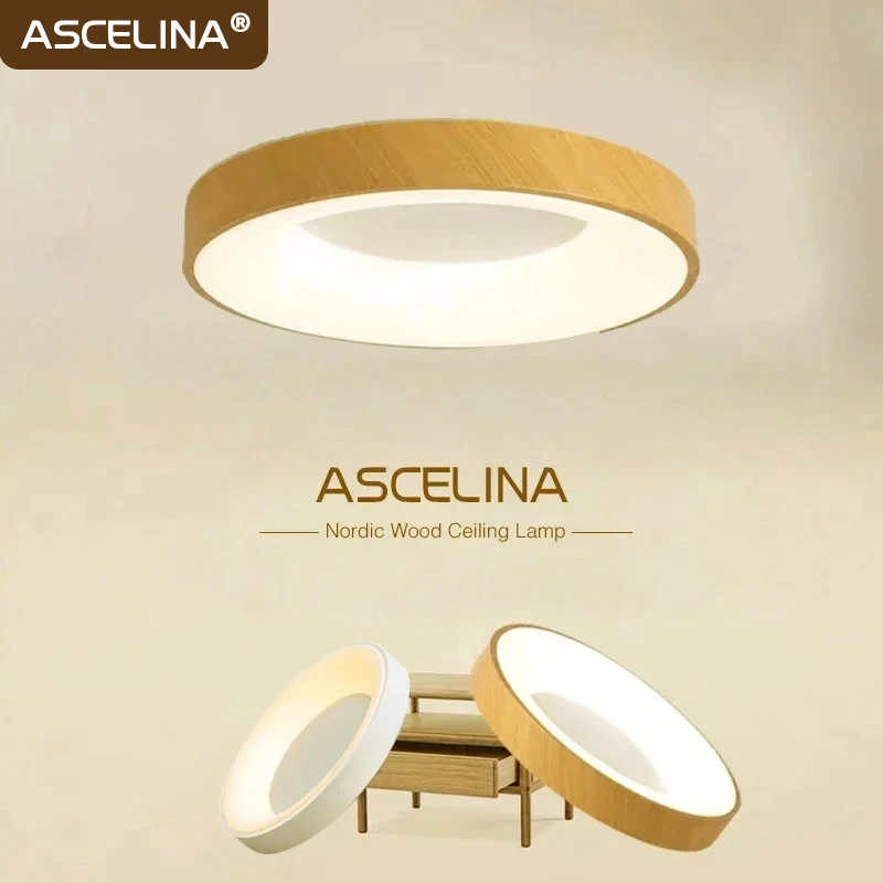 Nordic-Ceiling-Light-Wood-Grain-White-Acrylic-LED-Iron-Lamp-For-Living ...