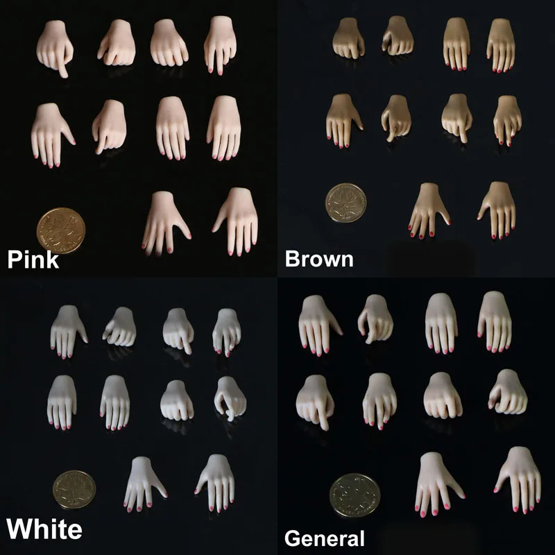 Mnotht Toy 1/6 Scale Hands Model 5 Pairs/set 1:6 Scale Female Solider 5 ...
