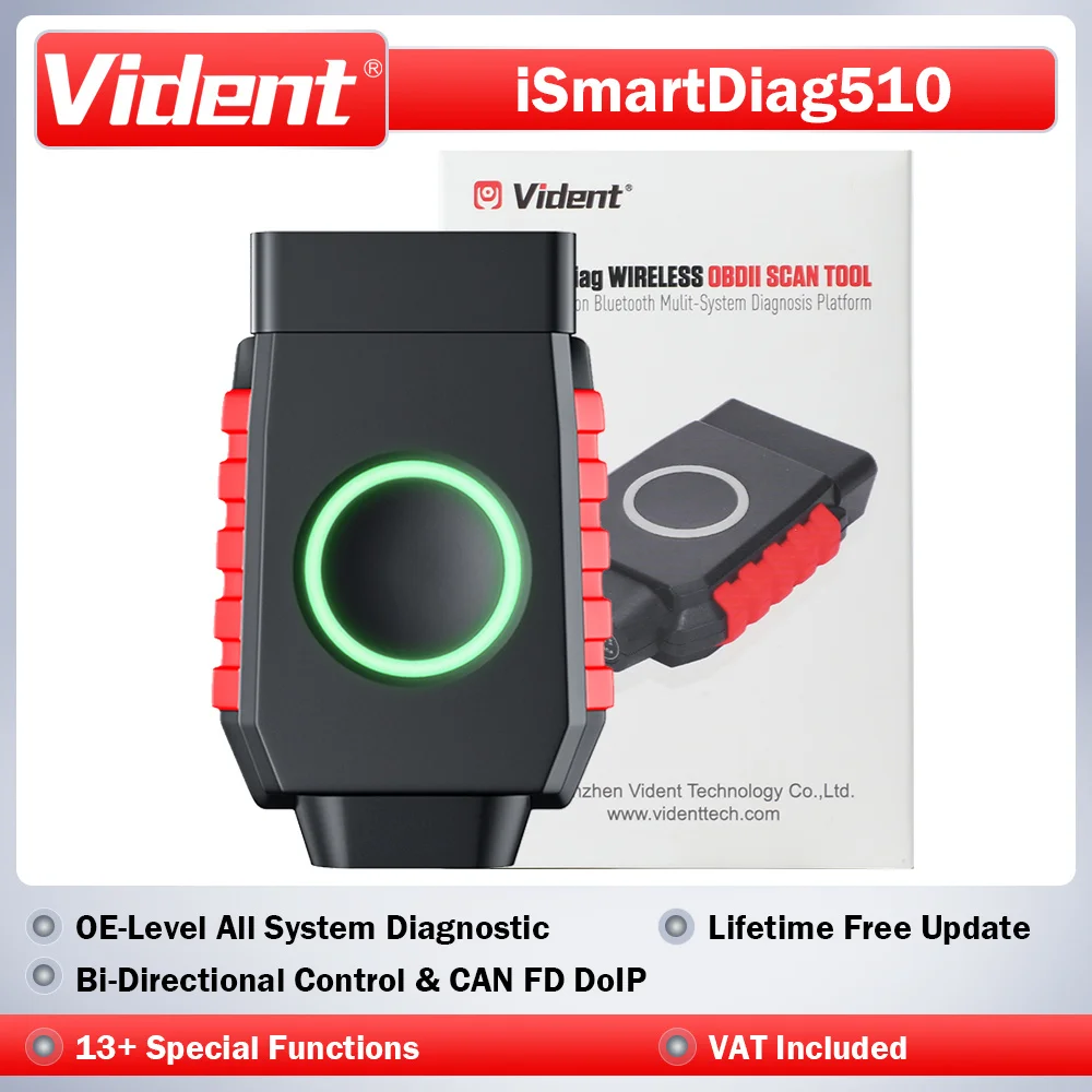 VIDENT iSmartDiag510 BT Wireless OBD2 Scanner for iPhone Android All ...