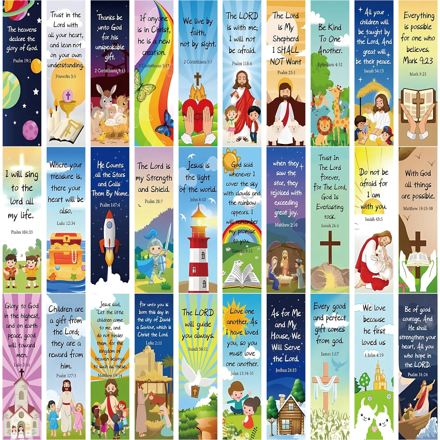 30Pcs Christian Bookmarks Church Bible Verse Bookmarks DIY Craft ...