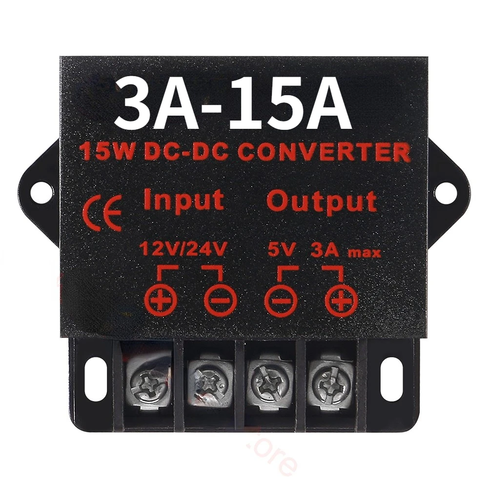 자동차 스텝 다운 감속기 DC DC 컨버터 레귤레이터, 12V/24V ~ 5V 5A 15AMP 3A 10A 24V ~ 5V 12V ~ 5V 3A 5A 10A 15A ...