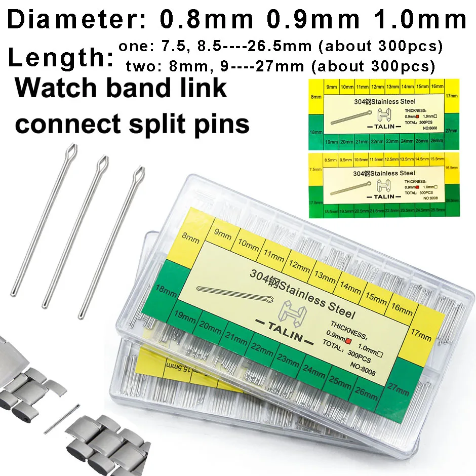 300pcs Watch Band Split Pins Stainless Steel Watch Bracelet Strap Link ...