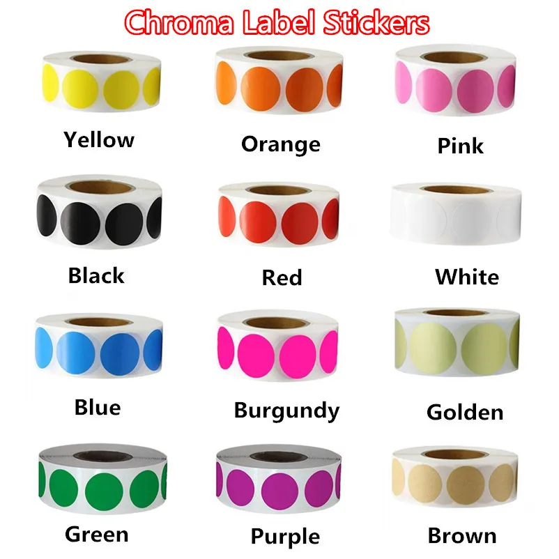 12-Colors-500Pcs-Roll-Chroma-Label-Color-Code-Dot-Labels-Stickers-Can ...