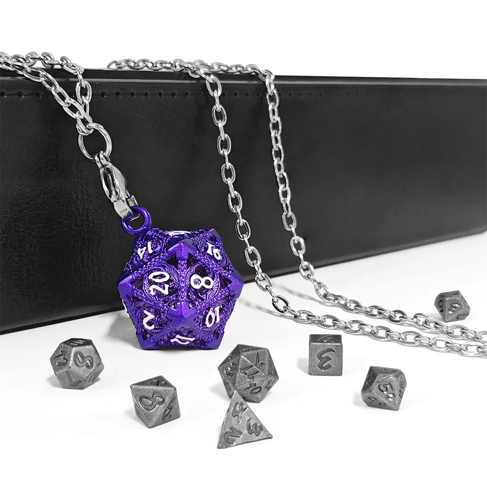 Mini Metal Pendant Dice Case With 7pcs/Set DND Polyhedral Dice Portable ...