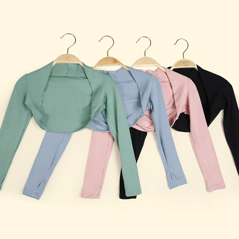 Girls-Elegant-Ballet-Tops-Long-Sleeves-Dance-Shawl-Athletics-Practise ...