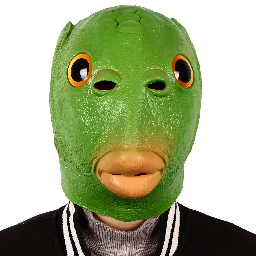 Funny-Green-Fish-Head-Mask-Halloween-Adult-Carnival-Party-Cosplay ...