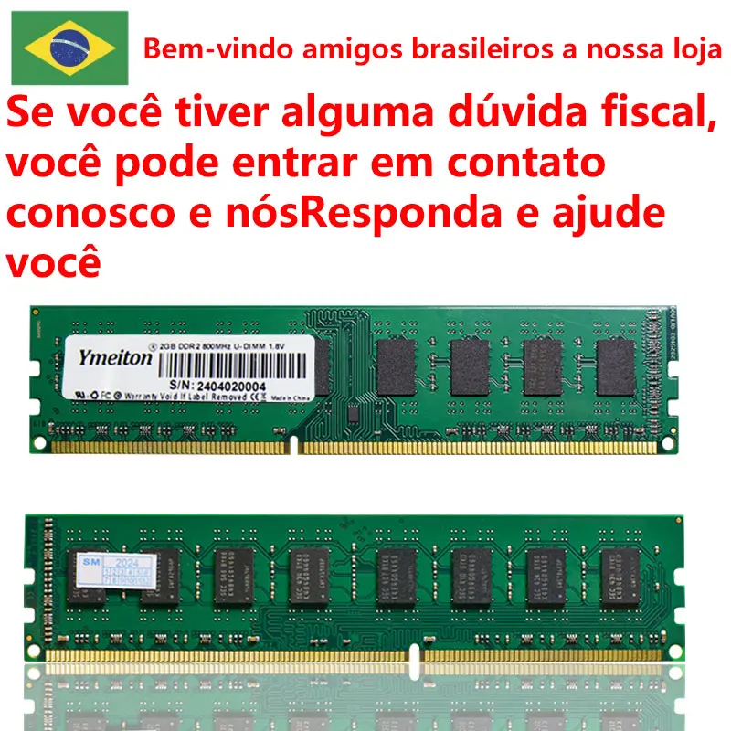 Ymeiton 3 PCS DDR2 2GB DIMM Desktop Memória Universal Módulo memoriam ...