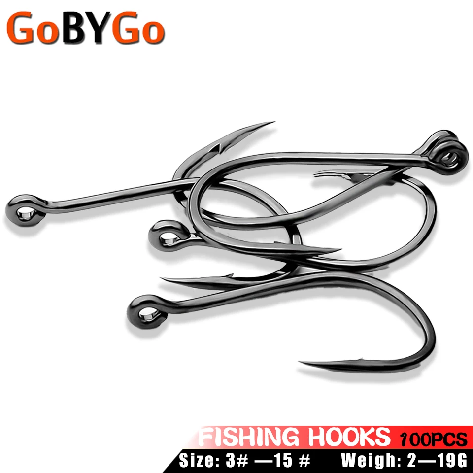 100pcs/ Set Fishing Hooks Set Carbon Steel Isani Single Circle Fishhook ...