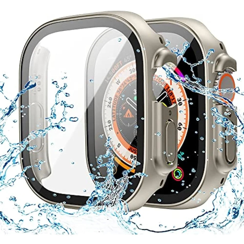 Glass-case-For-Apple-Watch-Ultra-49mm-strap-PC-Bumper-Screen-Protector ...