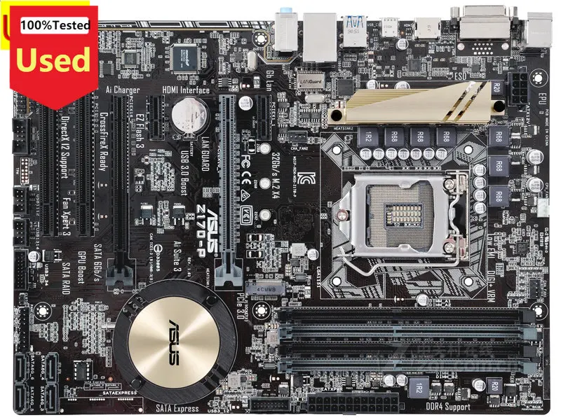 Asus-Z170-P Placa-mãe Desktop, soquete LGA 1151, i7, i5, i3, DDR4, 64G, M.2, SATA3, USB 3.0, ATX ...