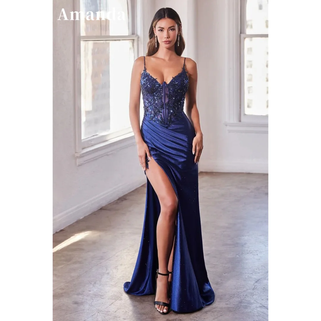 Amanda-Sexy-Spaghetti-Strap-Mermaid-Vestidos-De-Fiesta-Dark-Blue ...