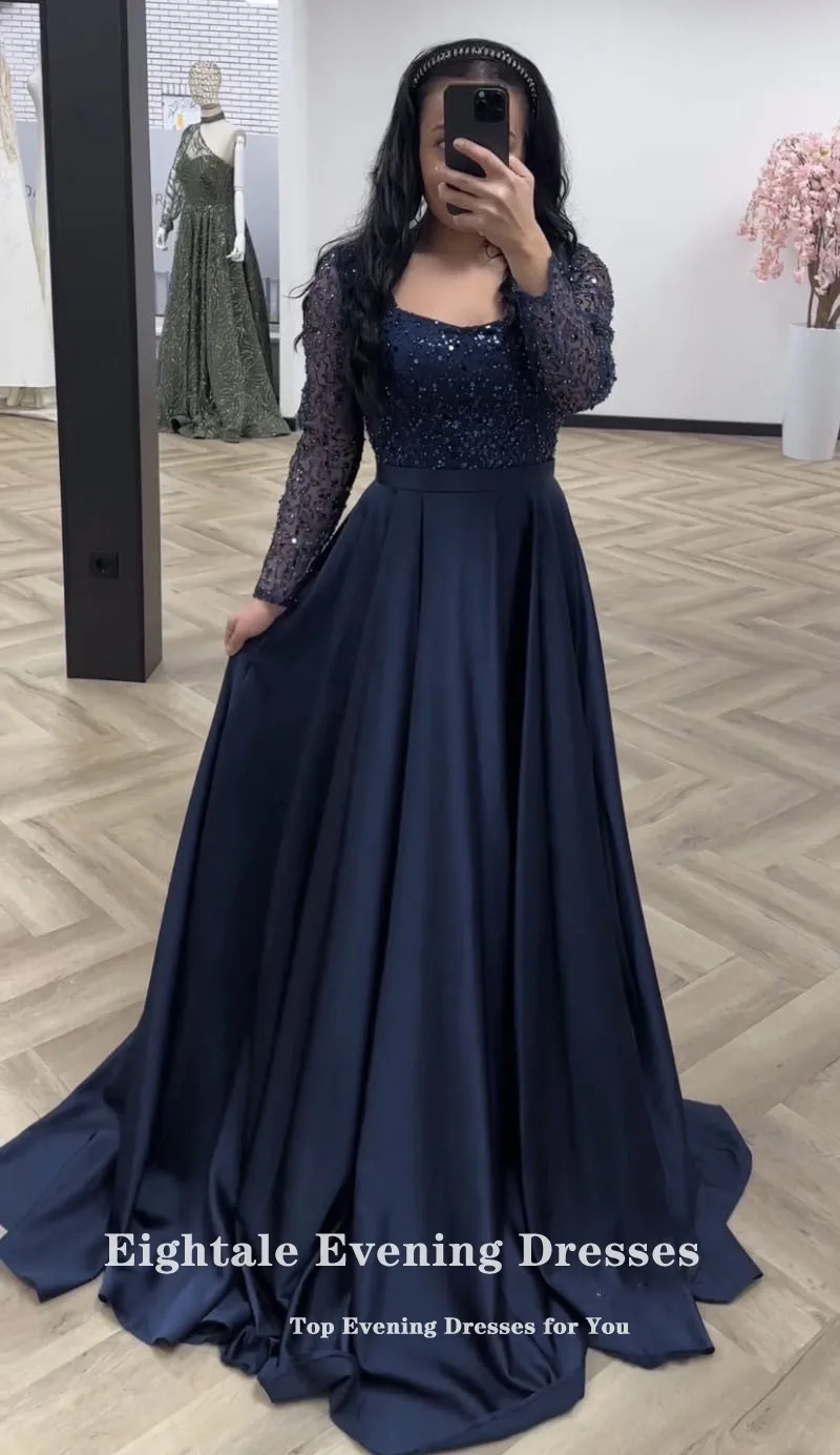 Long sleeve navy blue dress for wedding 60 photos - Vianawedding.com