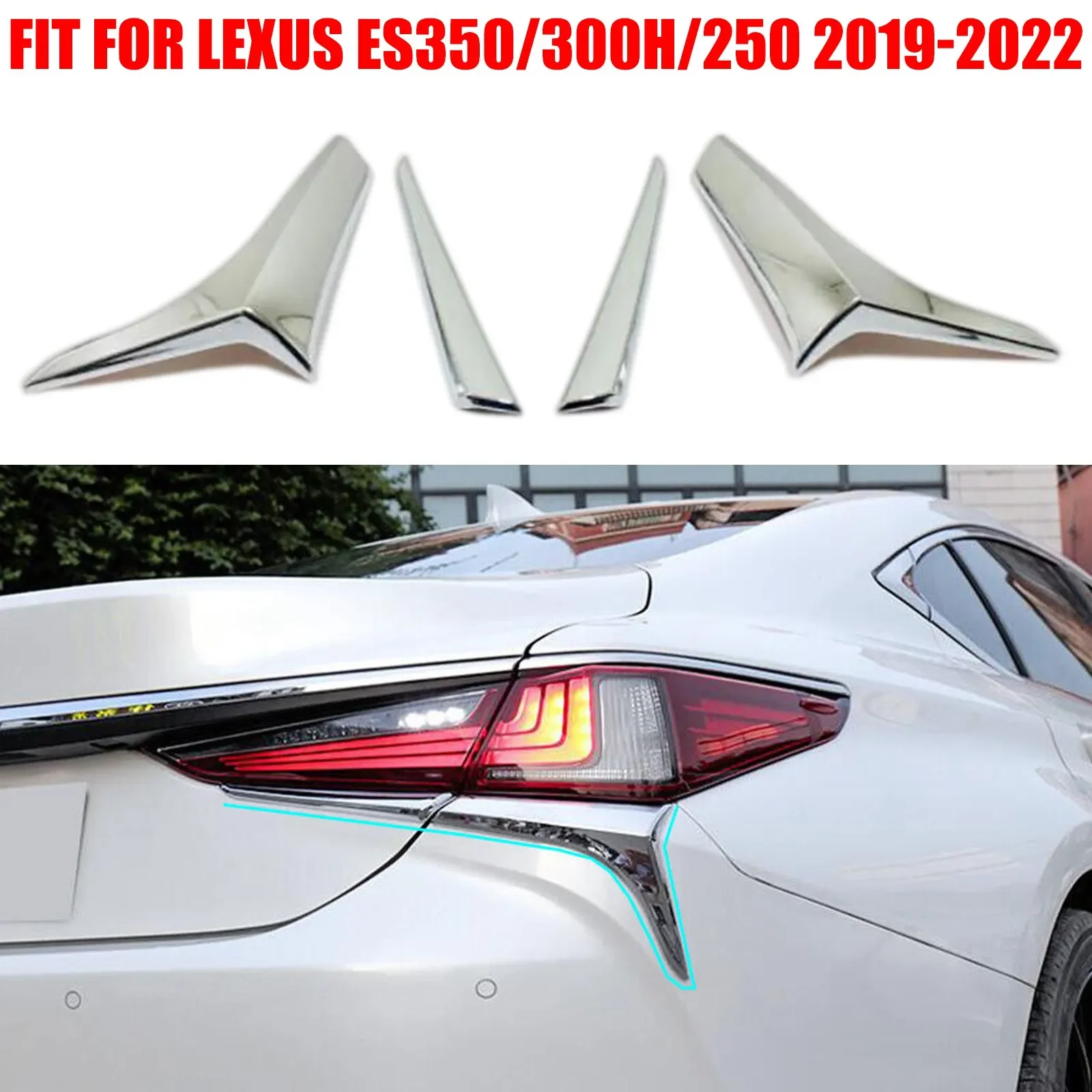 For-Lexus-ES250-350-300H-2019-2022-Car-ABS-Chrome-Tail-Light-Rear-Lamp ...
