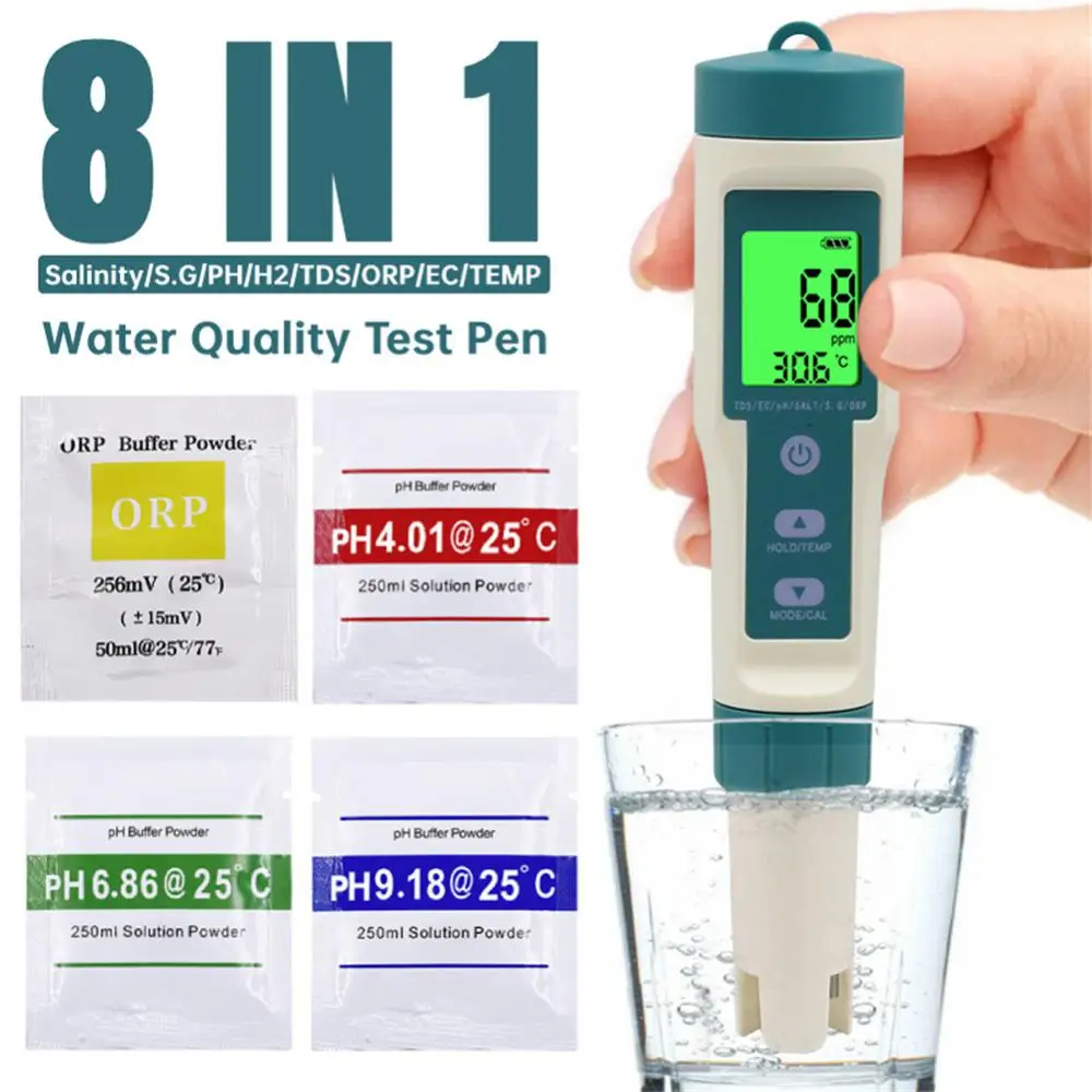 8-IN-1-Digital-Water-Quality-PH-Test-Pen-TDS-EC-PH-ORP-Temp-Meter ...