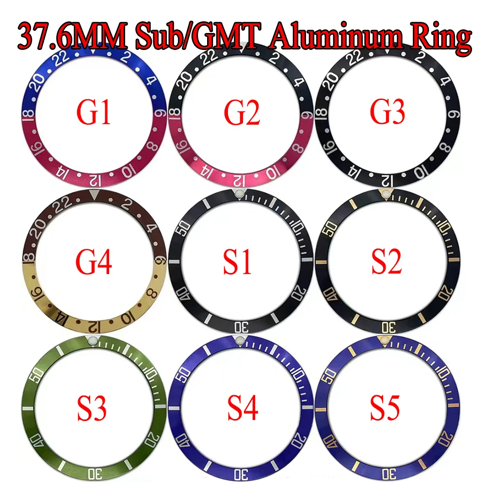 37-6mm-Black-Red-Blue-Green-Aluminum-Bezel-Ring-Sloping-Watch-Bezel ...
