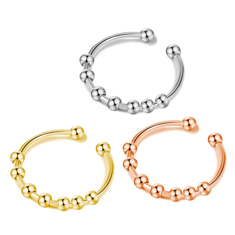 Trendy-Anxiety-Rings-Tarnish-Free-Stainless-Steel-Fidget-Rotate-Bead ...