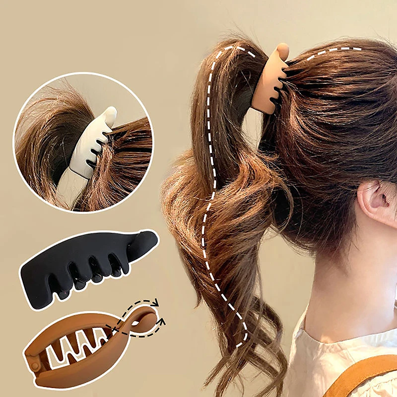 Frosted High Ponytail Clips Solid Color Banana Clip Women Hair Style ...