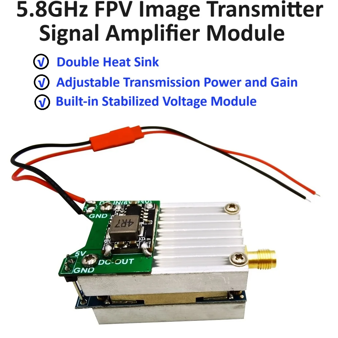 5-8G-Power-Amplifier-FPV-ImageTransmitter-2W-Power-Adjustable-Signal-Amplification-for-Airplane ...
