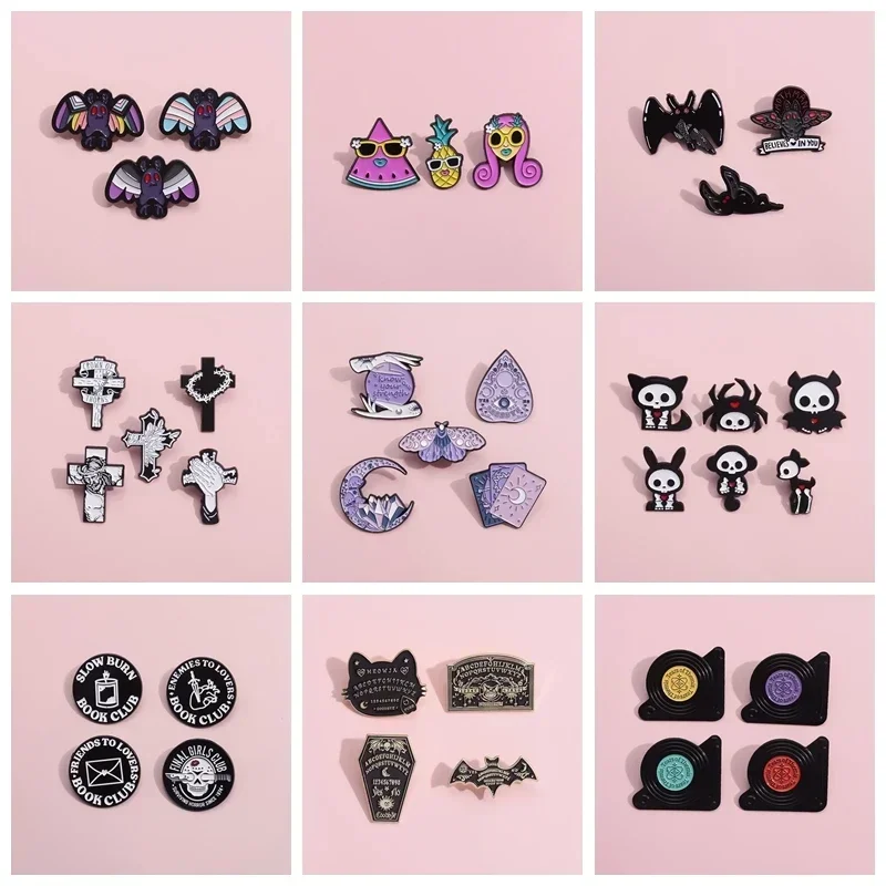 3-6Pcs-Set-Enamel-Pins-For-Backpack-Black-Punk-Jesus-Ghost-Skull-Divine ...