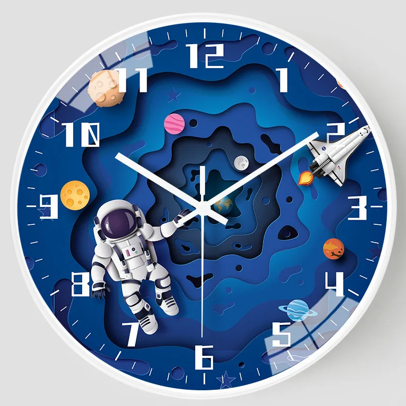 8-Inch-Wall-Clock-Children-Bedroom-Silent-Electronic-Clock-Astronaut ...