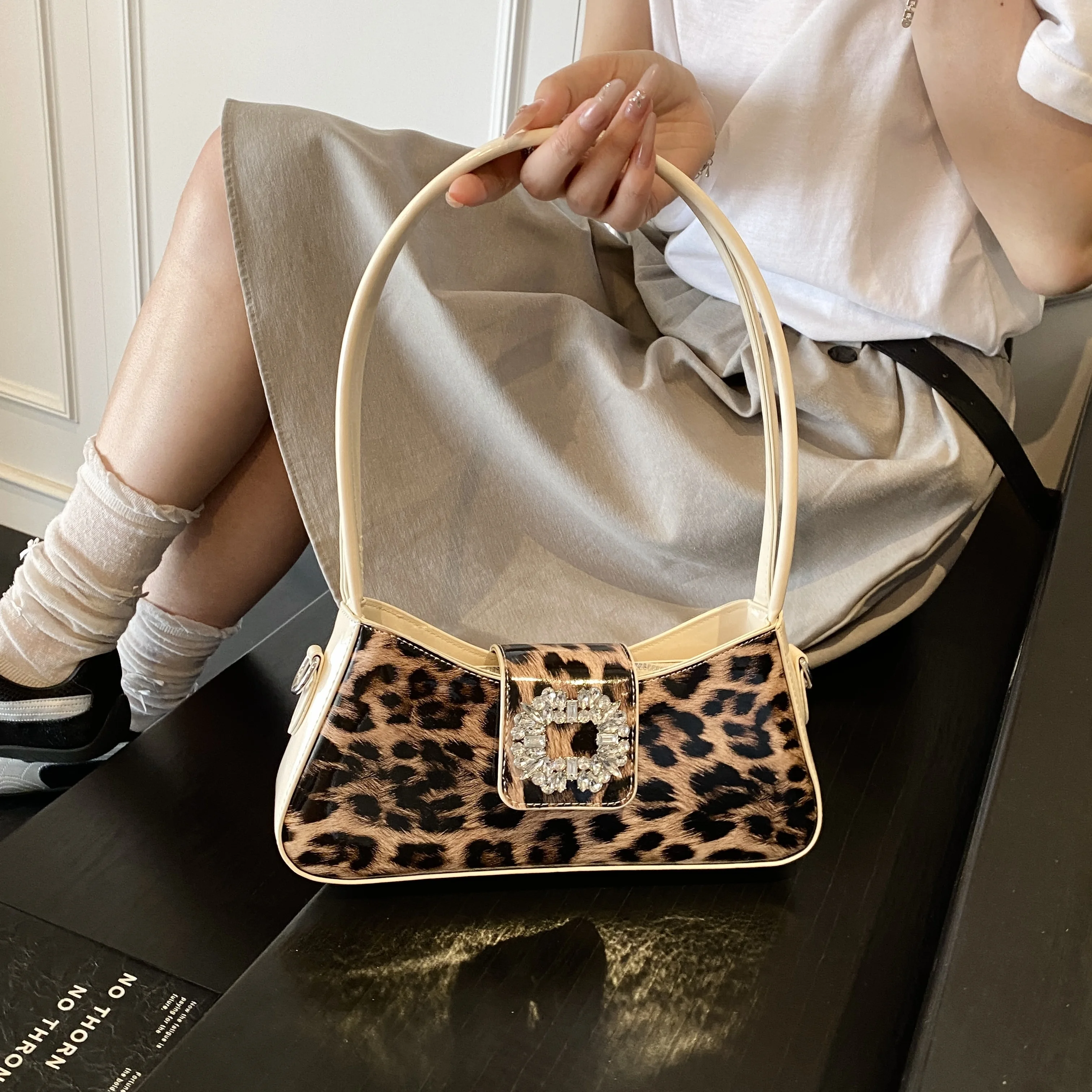 French Style Armpit Shopper Purse Luxury Diamond Buckle Design Underarm ...