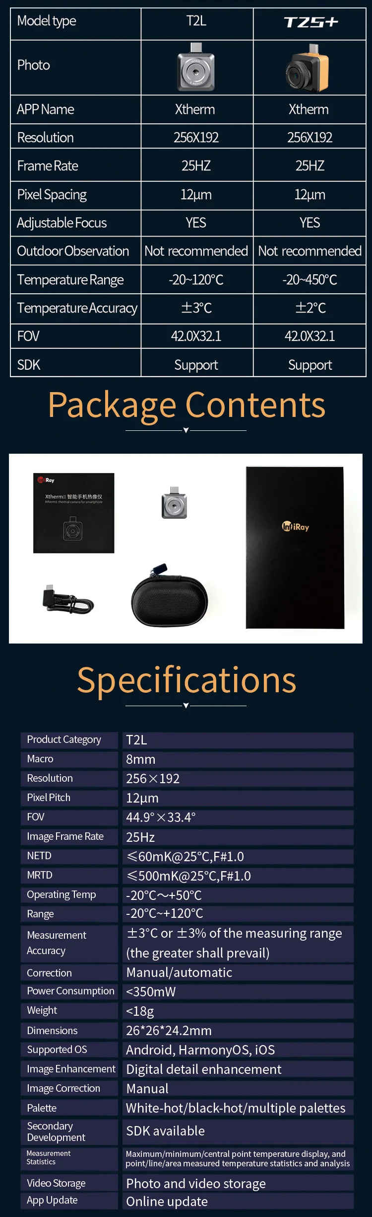 Xinfrared InfiRay Official T2L Thermal Imaging Infrared Camera Smart ...