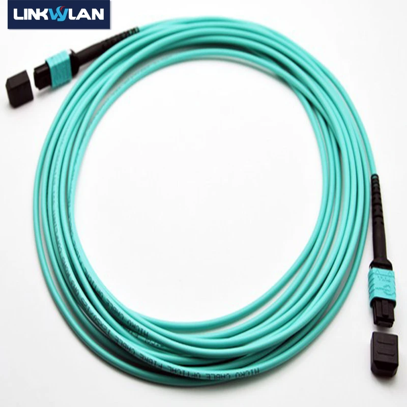 12C MPO Fiber Patch Cord, OM3 Multimode, Aqua Color / MPO Trunk Cable ...