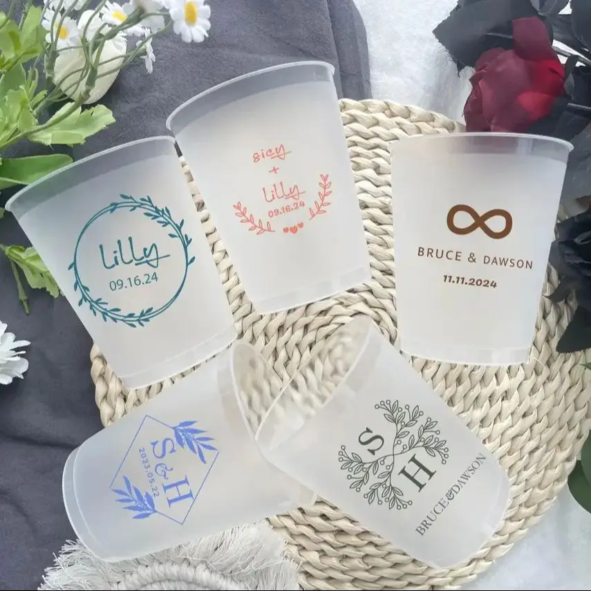 10pcs Personalized Plastic Frosted Cups for Wedding Custom Drink Cup ...